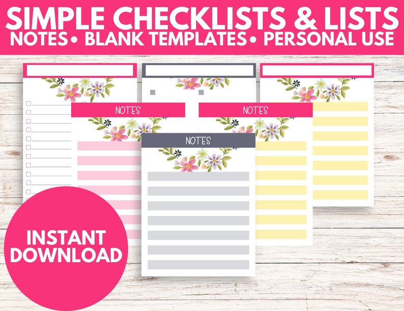 Simple Checklists and Lists Printable List Printable - Etsy Canada