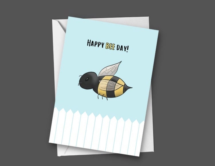 Funny Birthday Card | Happy Bee Day | Bug and Bee Lover Card - Etsy