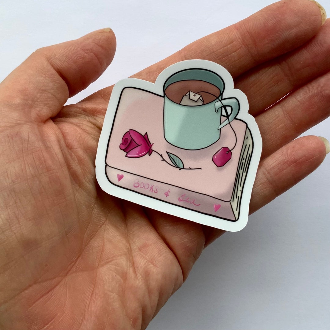 Books & Tea Vinyl Sticker: Book Lover Gift, Laptop Decal - Etsy