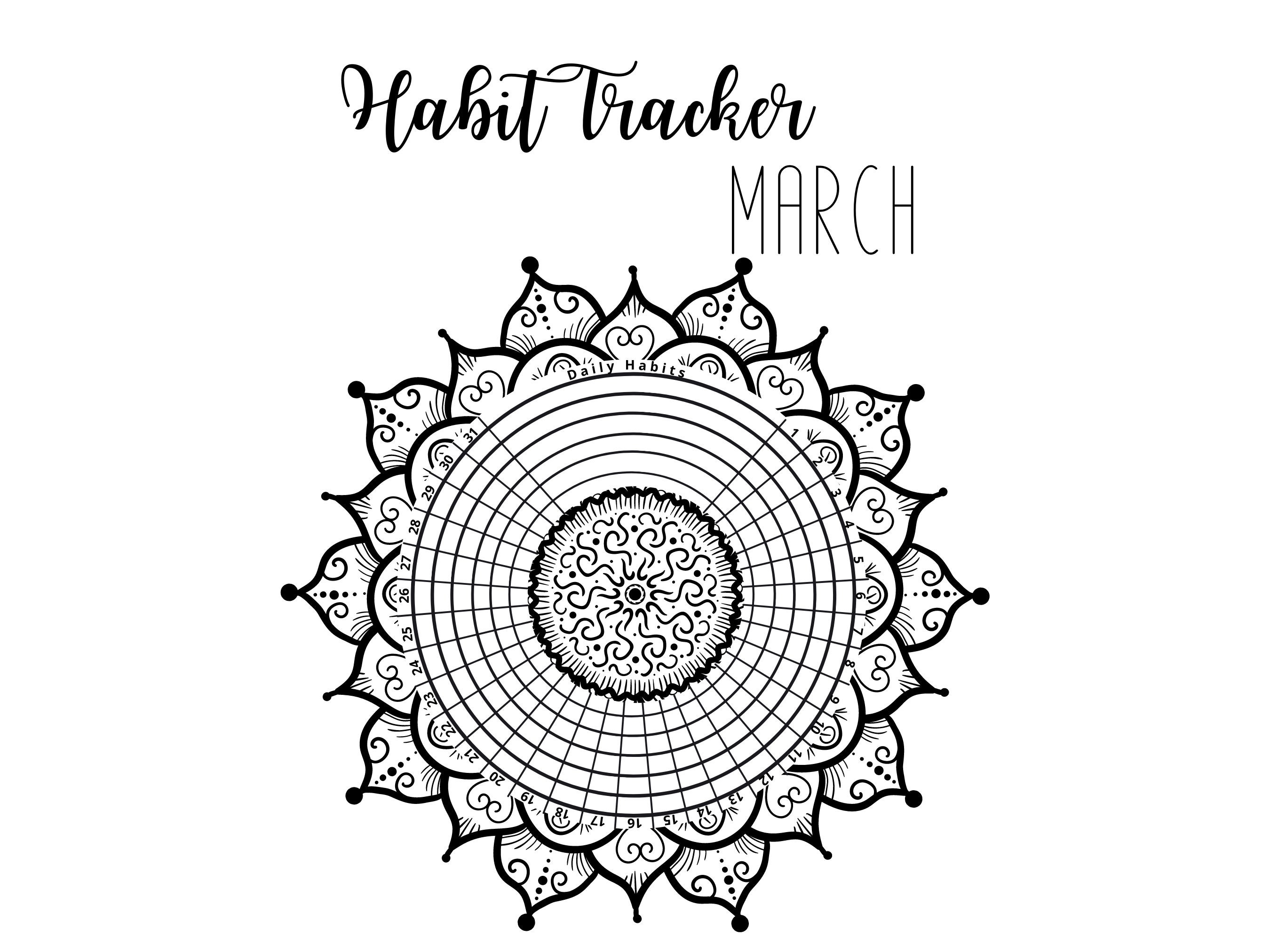 Habit Tracker Printable Mandalas Daily Monthly Habit - Etsy Australia
