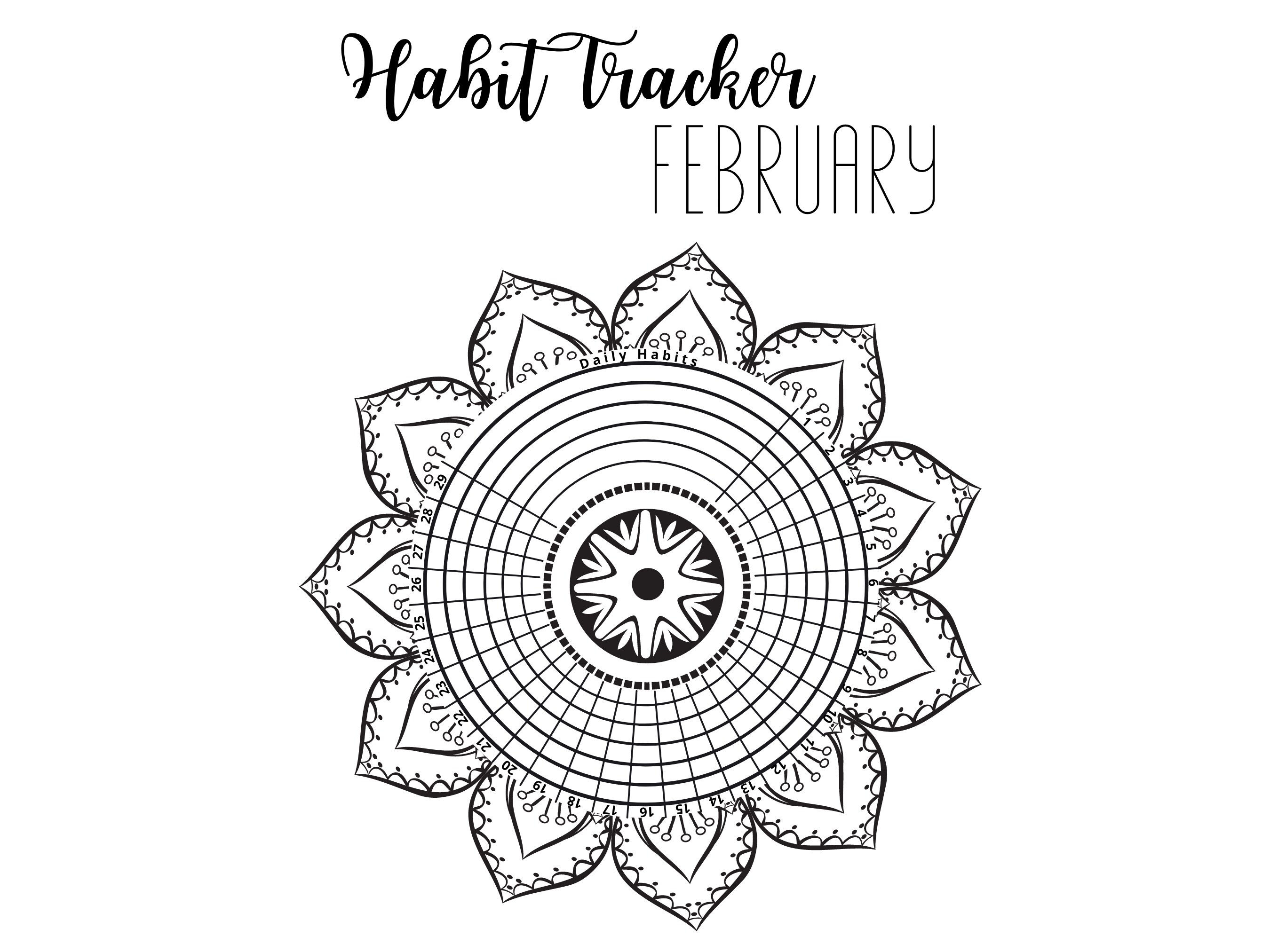 Habit Tracker Printable Mandalas Daily Monthly Habit - Etsy