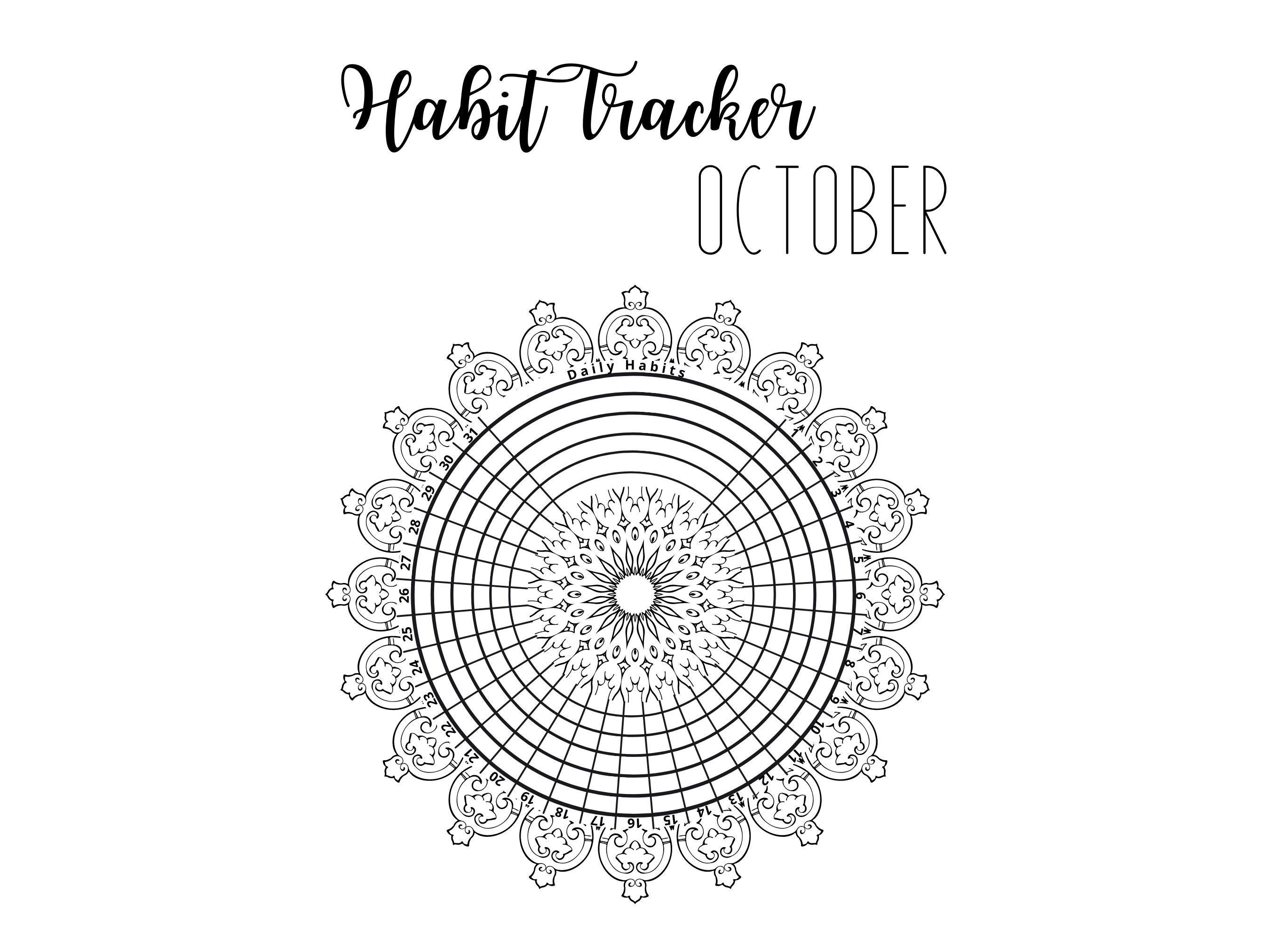 Habit Tracker Printable Mandalas Daily Monthly Habit - Etsy