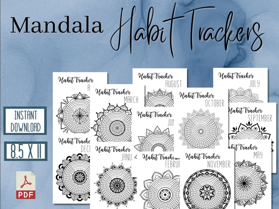 Habit Tracker Printable Mandalas Daily Monthly Habit - Etsy