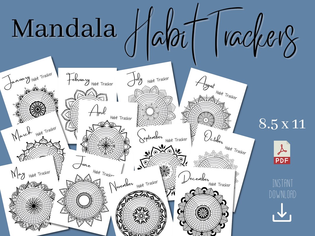 Mandala Habit Tracker, Printable Daily & Monthly Habit Trackers, Bullet ...