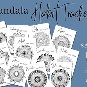 Mandala Habit Tracker, Printable Daily & Monthly Habit Trackers, Bullet ...