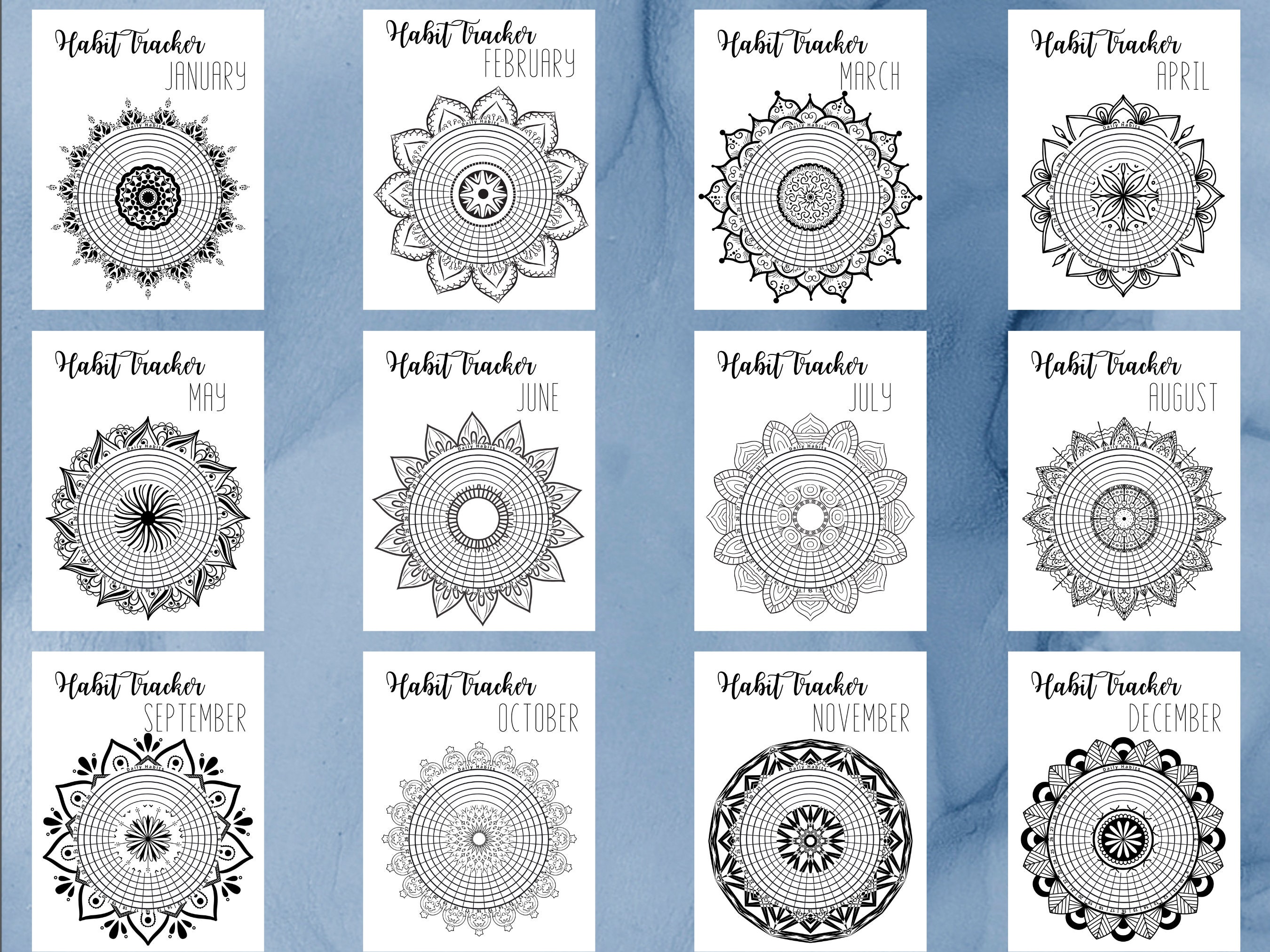 Habit Tracker Printable Mandalas Daily Monthly Habit - Etsy Australia