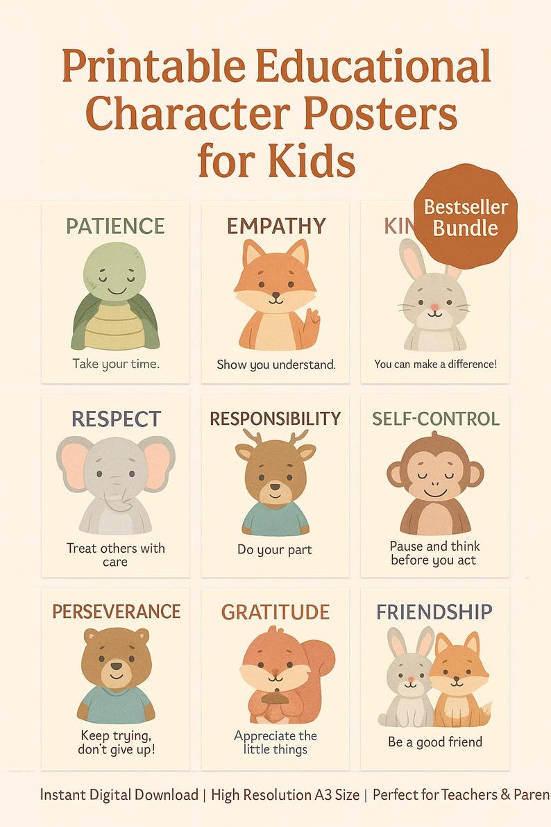 Printable SEL Poster Set for Kids | Social Emotional Learning Posters ...