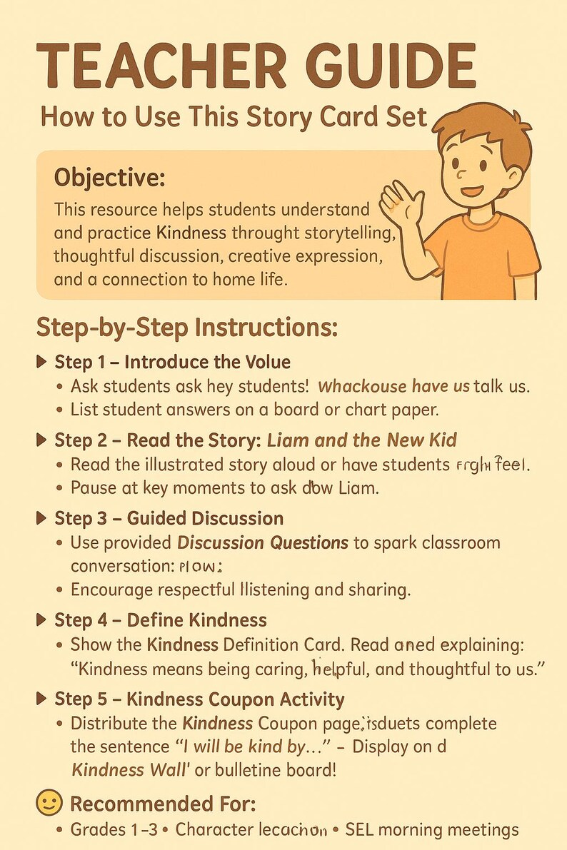 Kindness Story Card Set | SEL Activities for Grades 1–3 | Printable PDF ...