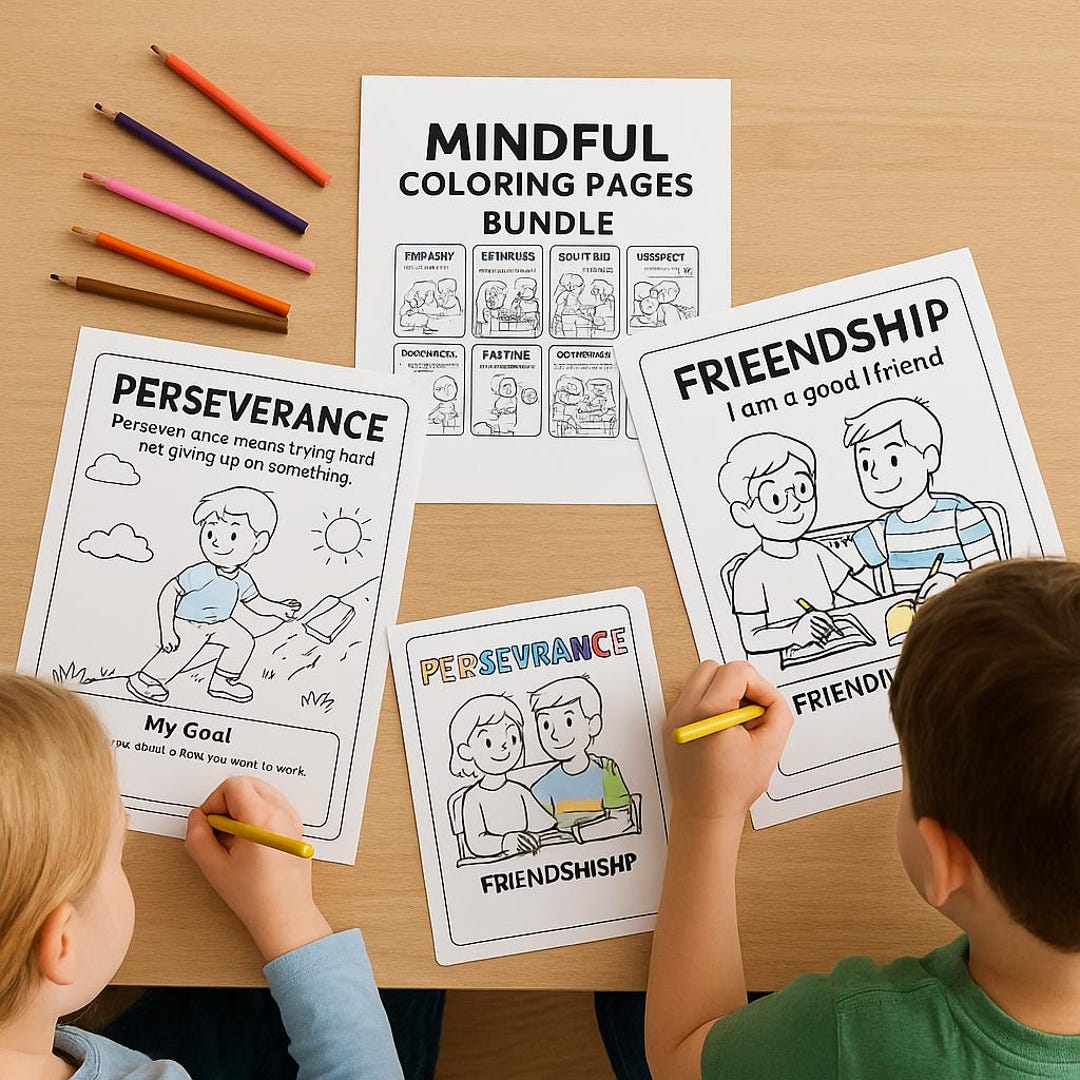 Mindful Coloring Pages for Kids | Character Education SEL Bundle ...