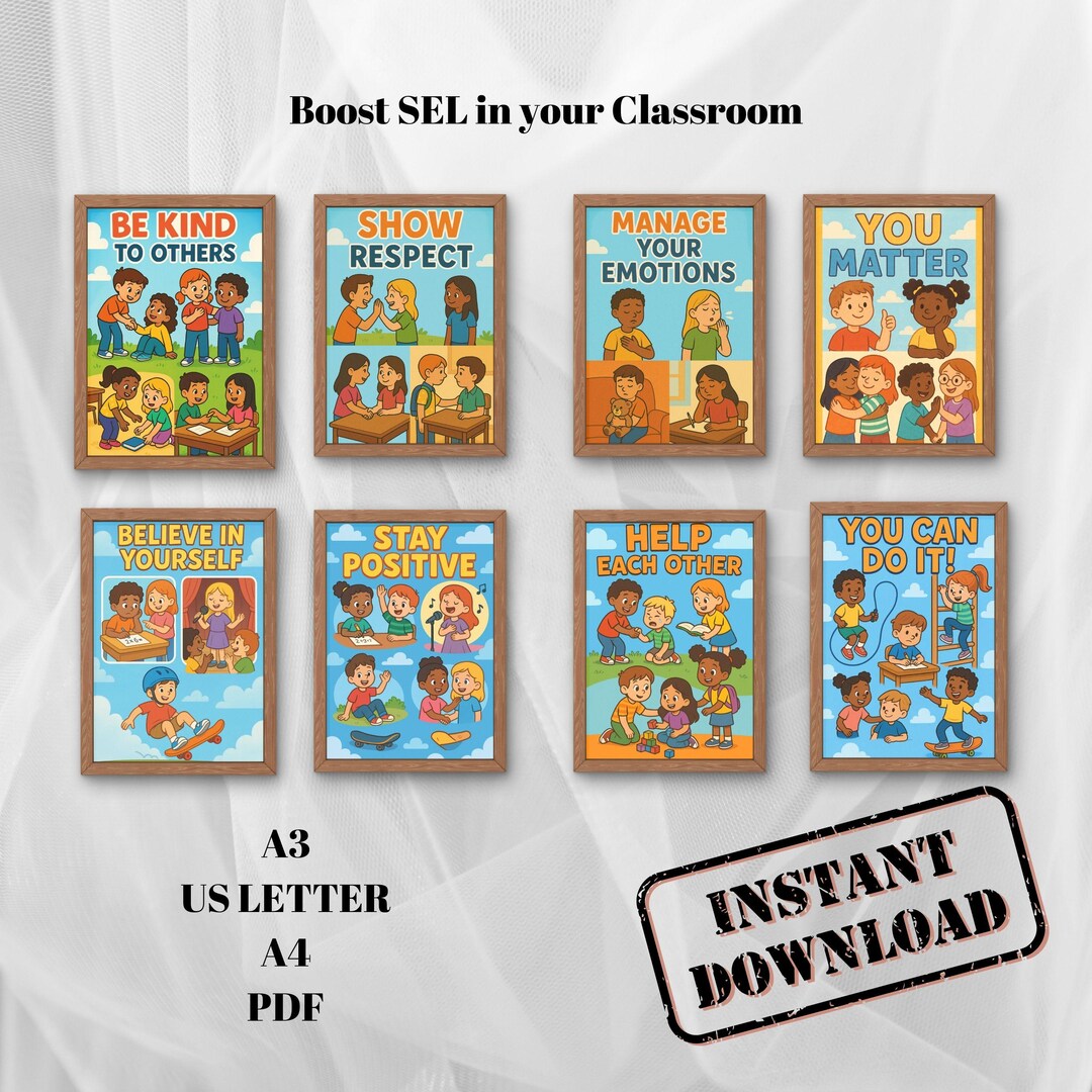 SEL Poster Set | Social Emotional Learning Posters | Motivational ...