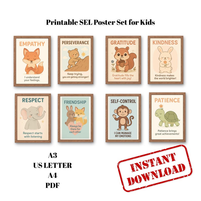 Printable SEL Poster Set for Kids | Social Emotional Learning Posters ...
