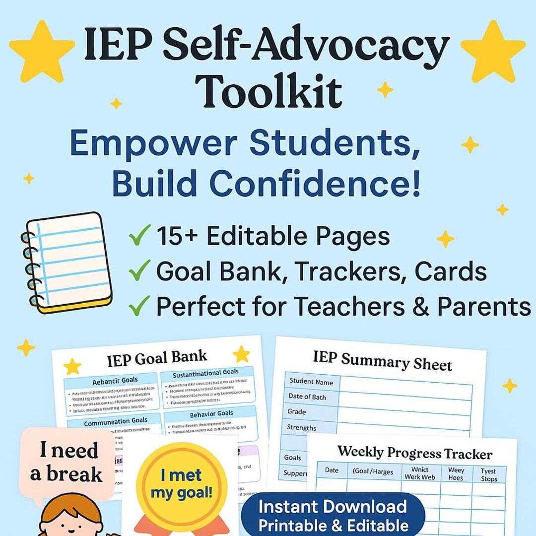 IEP Self-advocacy Toolkit: Editable Forms, Goal Bank (PDF) - Etsy