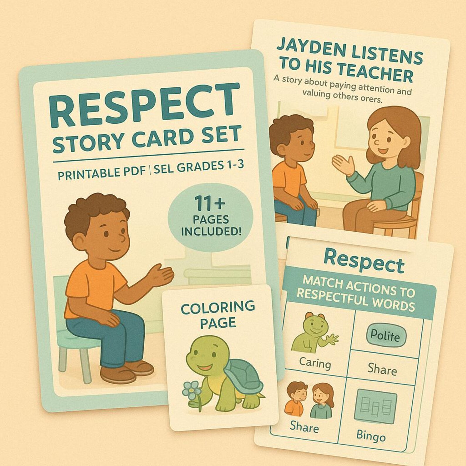 Respect Story Card Set | Printable SEL PDF | Character Education for ...