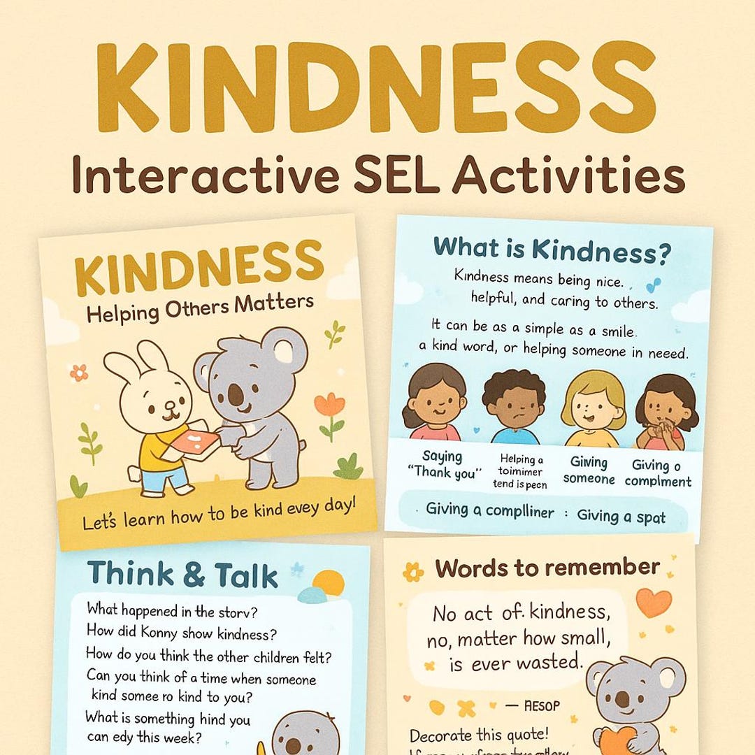 Kindness SEL Workbook for Kids | Printable Social Skills Activities ...