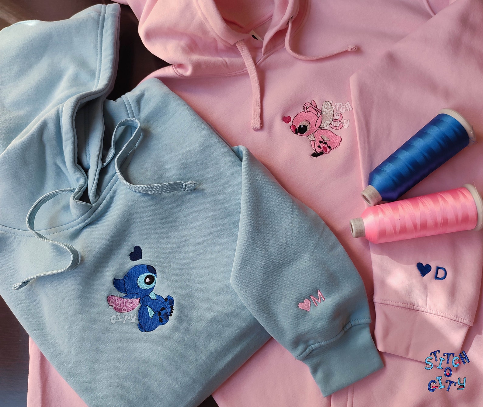 Embroidered Couple Lovely Characters Embroidered Sweatshirt ...