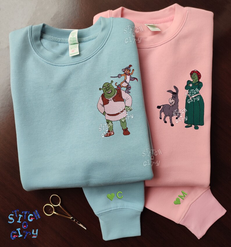 Embroidered Couple Hoodie, Personalized Animal Characters Sweatshirt ...