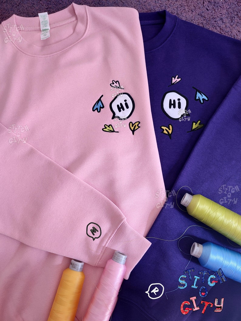 Personalized Embroidered Hi Hi Bubbles Chat Embroidered Sweatshirt ...