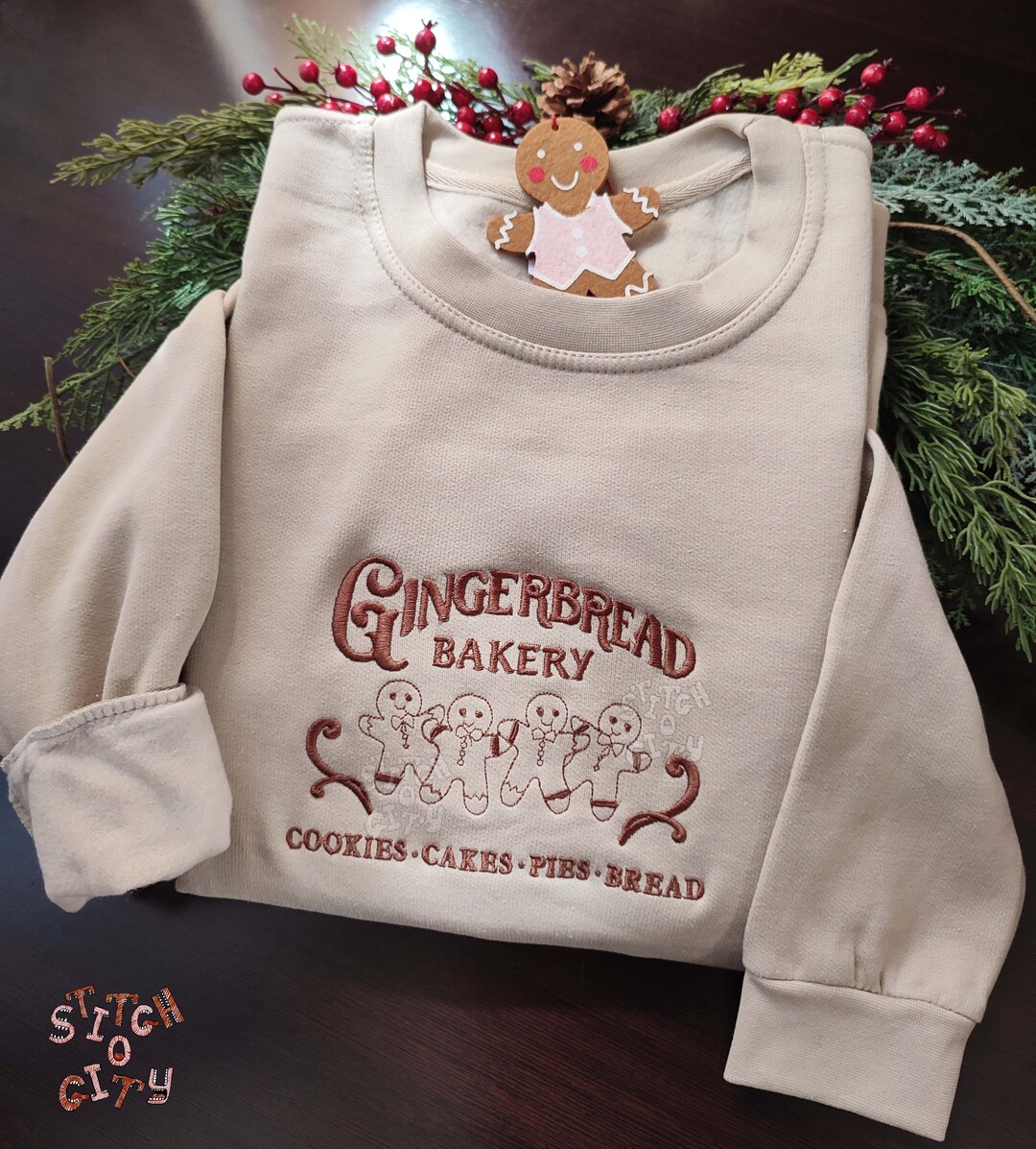 Embroidered XMAS Ginger Bakery, Embroidered Christmas Sweatshirt ...