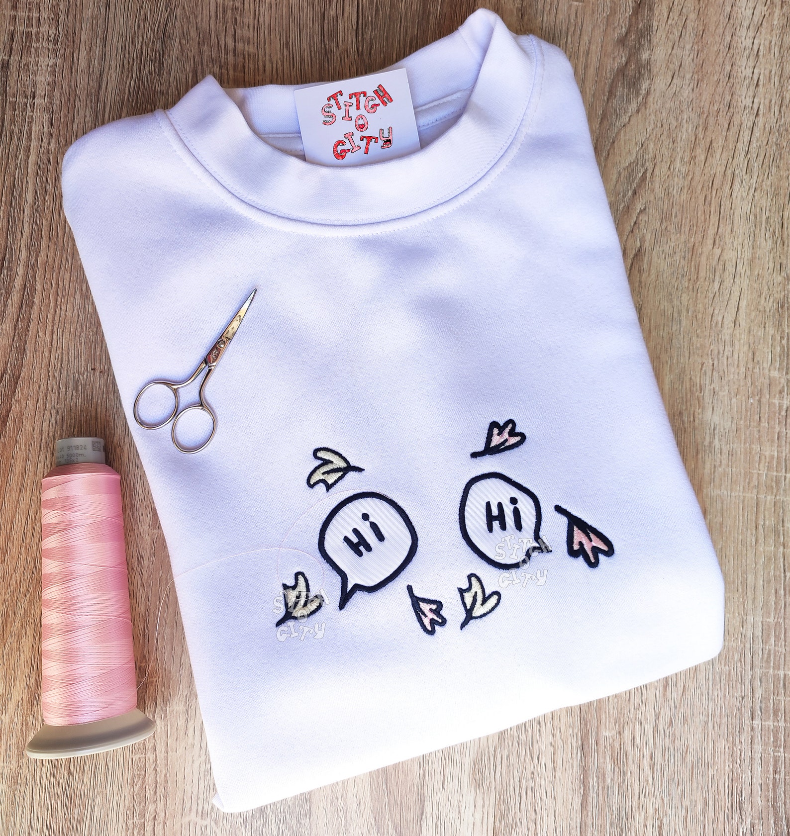 Embroidered Hi Hi Bubbles Chat Embroidere Sweatshirt - Etsy