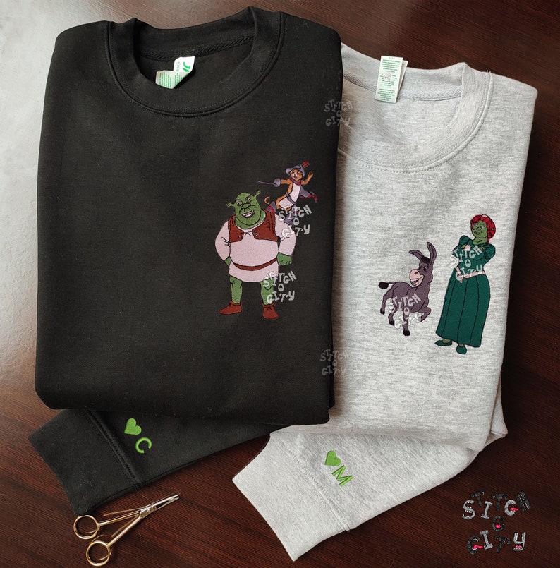 Embroidered Couple Hoodie, Personalized Animal Characters Sweatshirt ...
