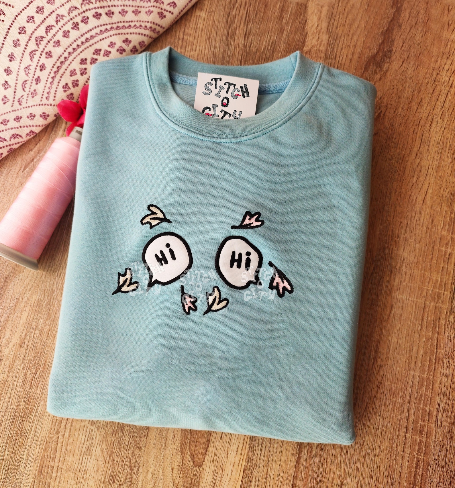 Embroidered Hi Hi Bubbles Chat Embroidere Sweatshirt - Etsy