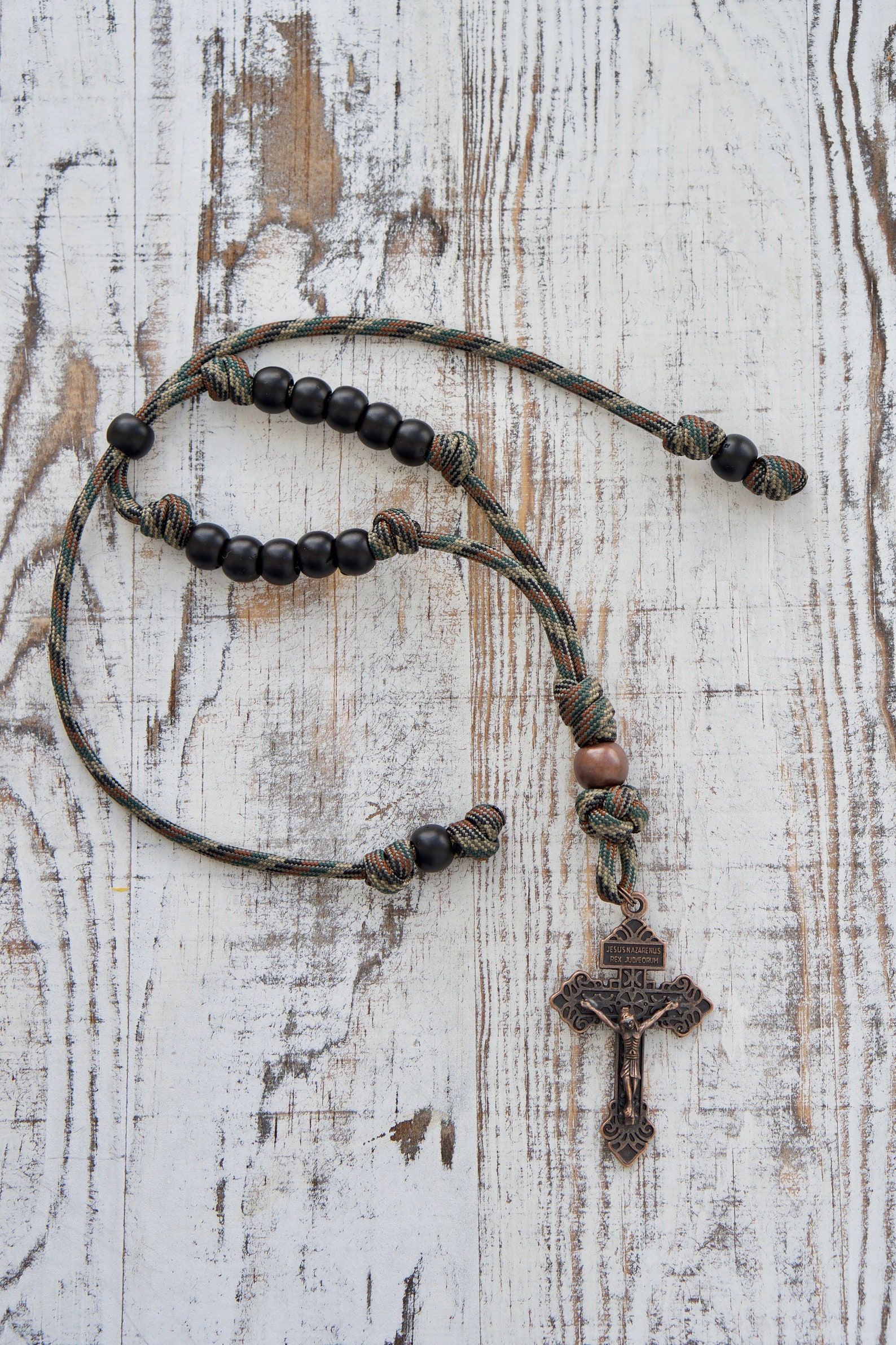 Camo Paracord Car Rosary: Copper Crucifix, Catholic Gift | Auto Mirror ...