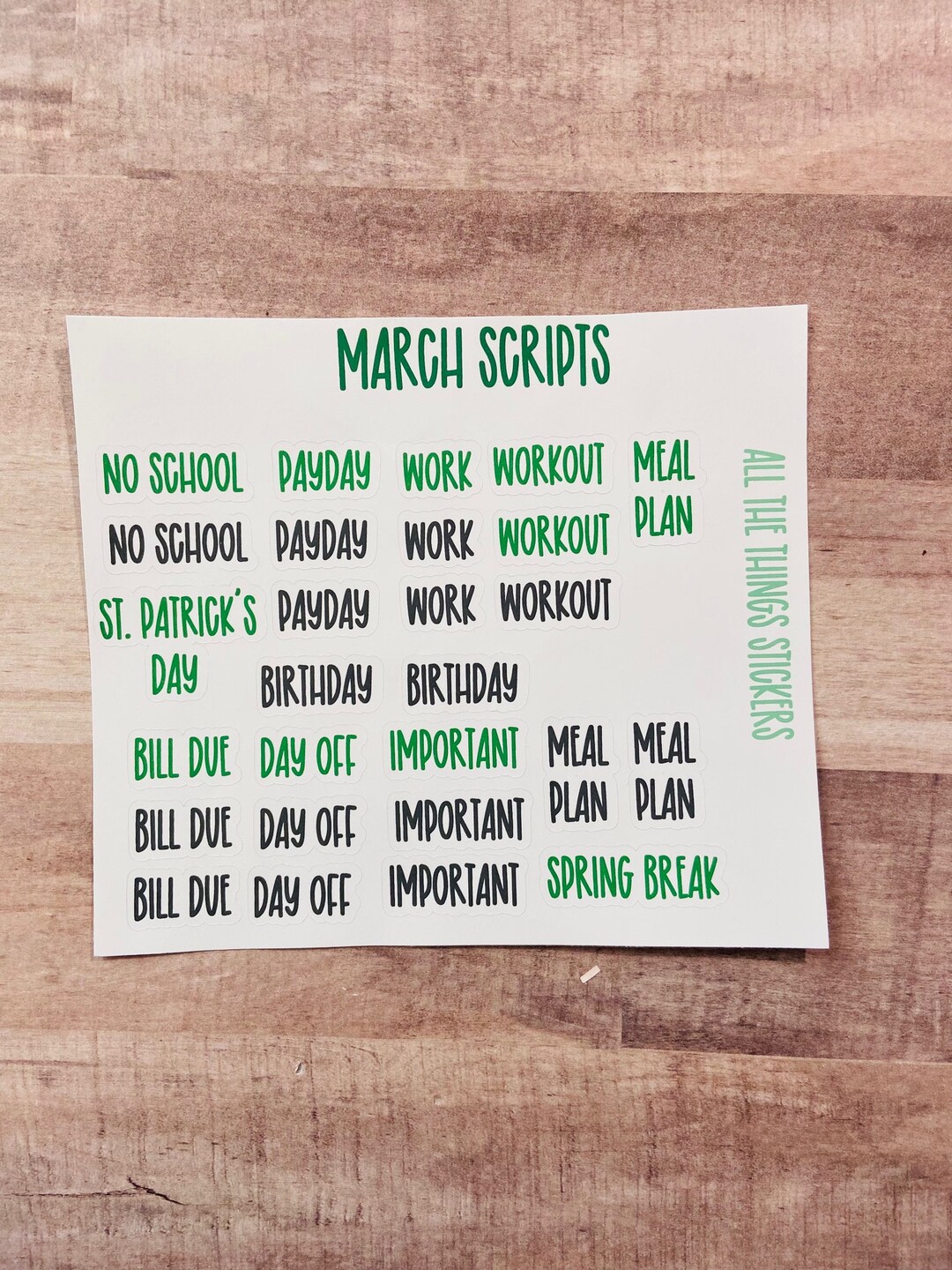 March Scripts Planner Stickers - Etsy