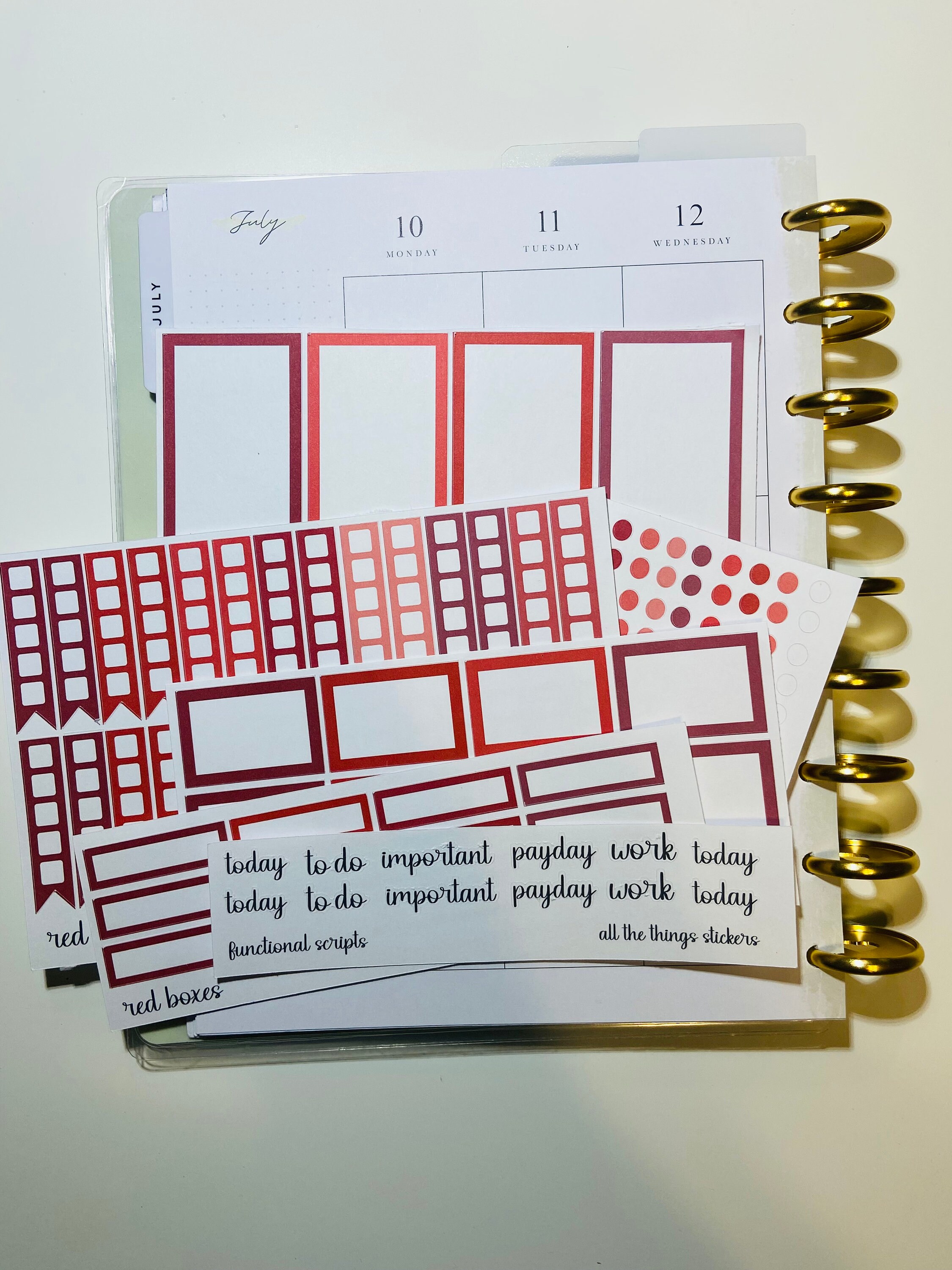 Functional Planner Sticker Set-red - Etsy
