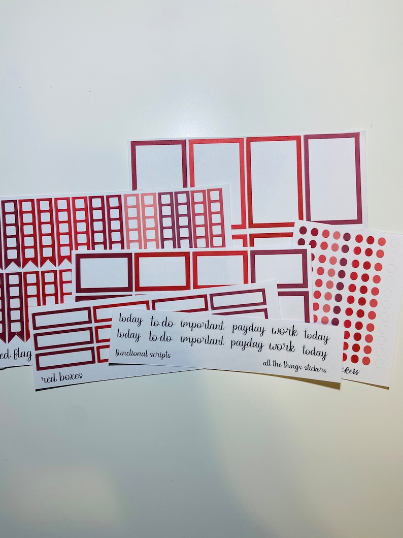 Functional Planner Sticker Set-red - Etsy