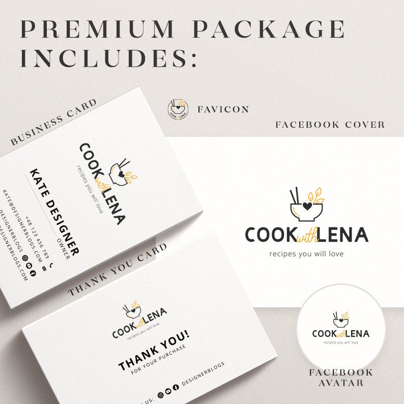 Cooking Modern Blog Logo, Premade Culinary Brand, Simple Food Truck ...