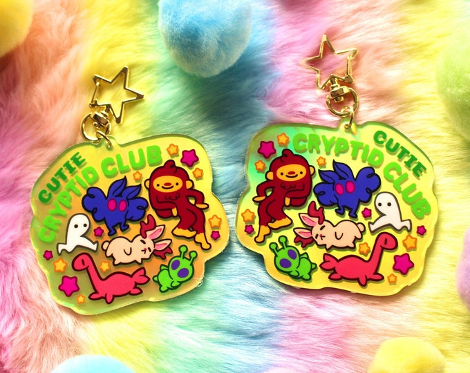 Cryptid Club 3 Holographic Acrylic Charmbigfoot, Nessie, Mothman ...