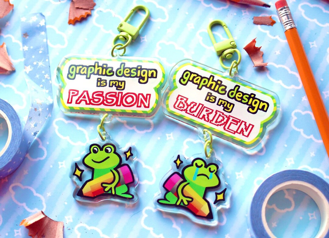 Frog "graphic Design is My Passion" Dangling Charm - Etsy