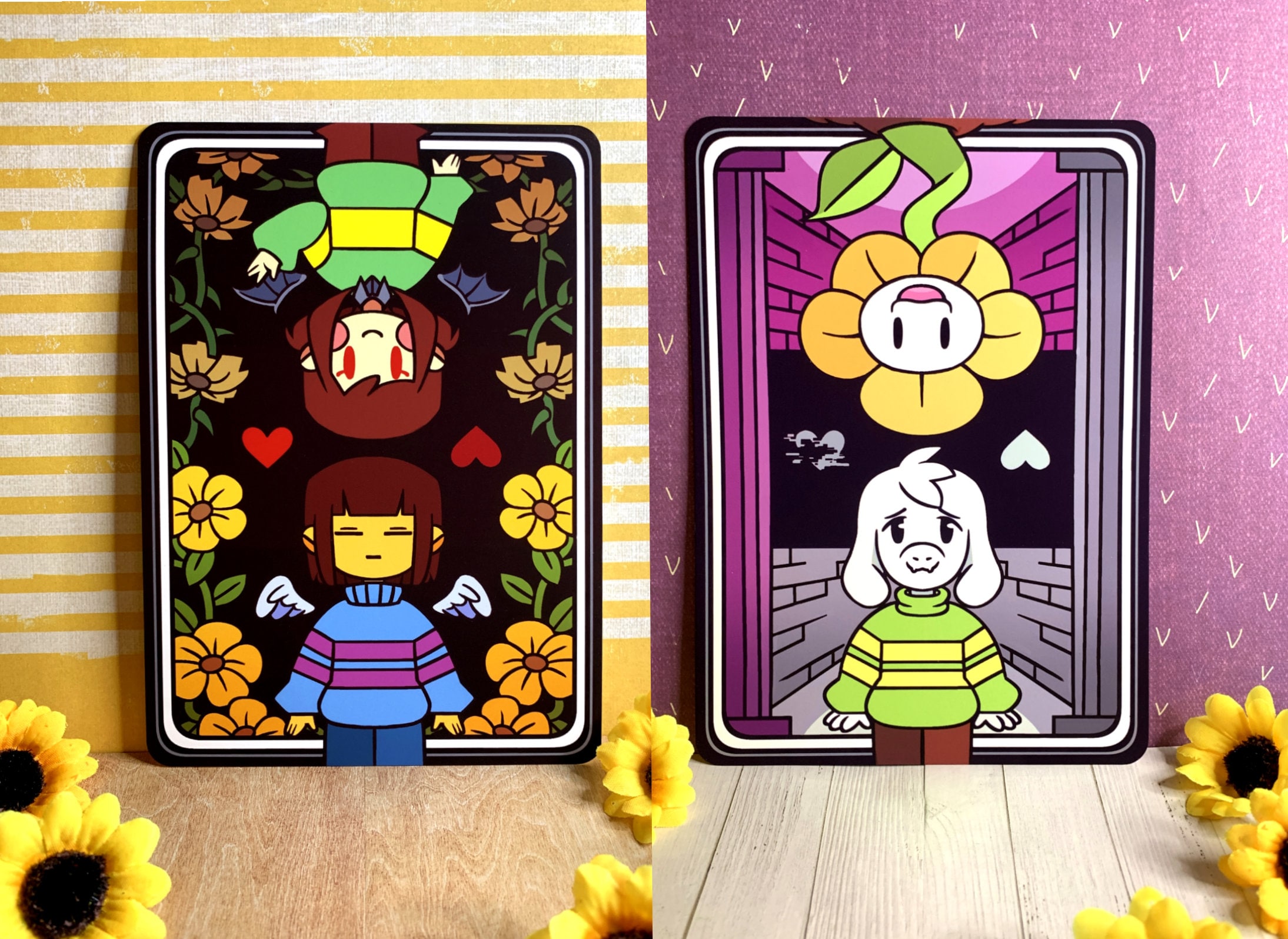 Undertale Mini Prints: Frisk Chara and Asriel Flowey - Etsy