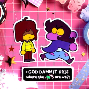 GOD DAMMIT KRIS Deltarune Vinyl Stickers Kris and Susie - Etsy