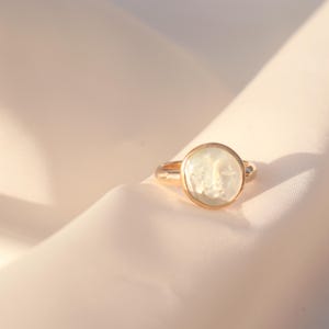 14kt Gold-filled Mother of Pearl Moon Face Ring - Etsy