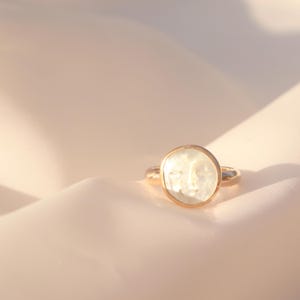 14kt Gold-filled Mother of Pearl Moon Face Ring - Etsy