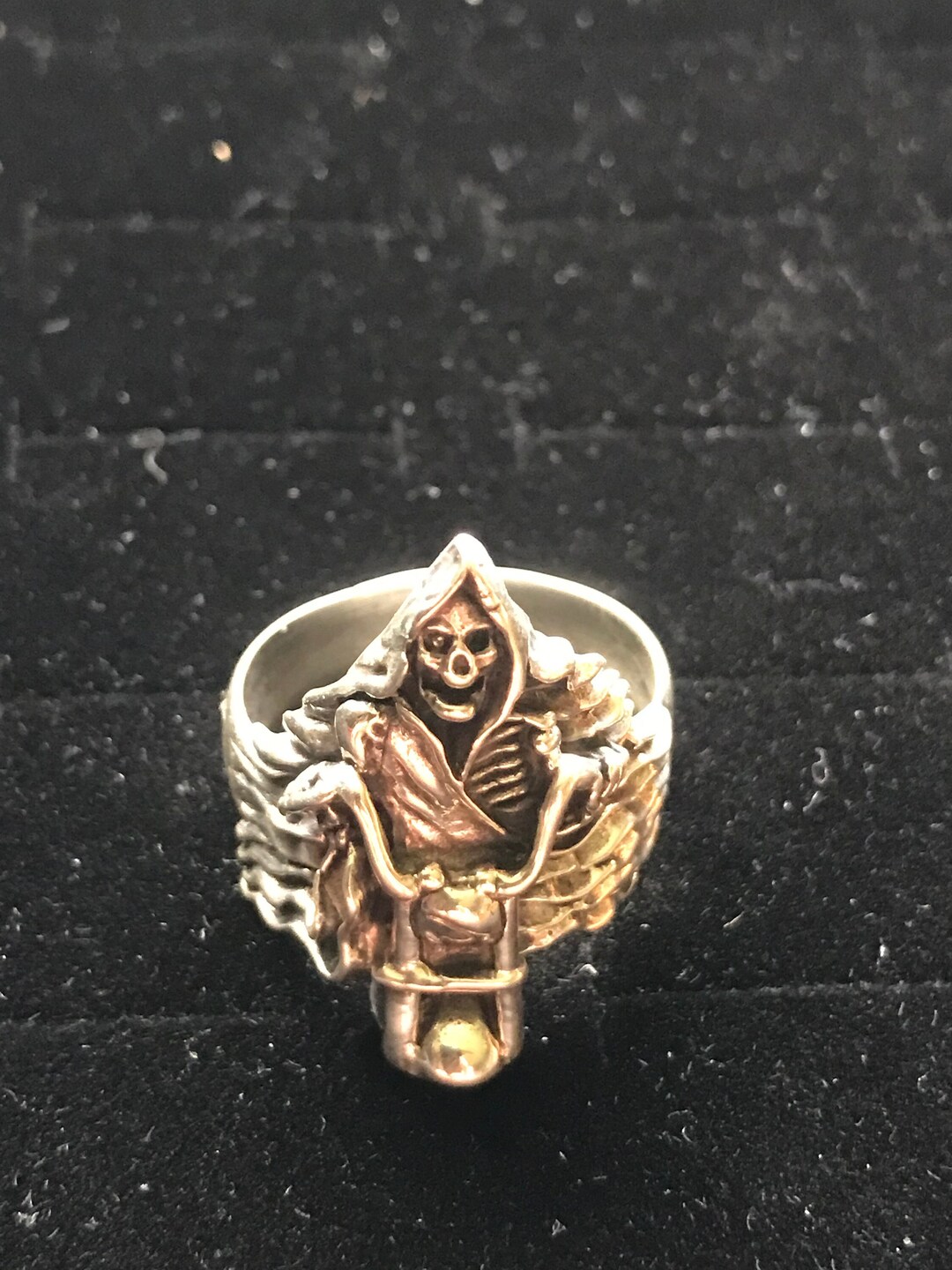 Silver Reaper Biker Ring - Etsy