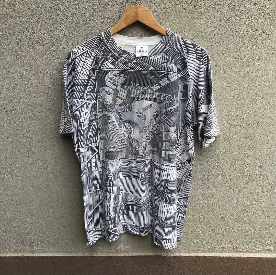 Vintage Rare 90s MC ESCHER Art All Over Print Tee - Etsy