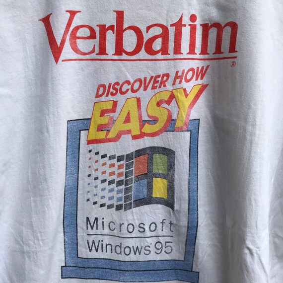 Vintage MICROSOFT WINDOWS 95 promo tee verbatim - Gem