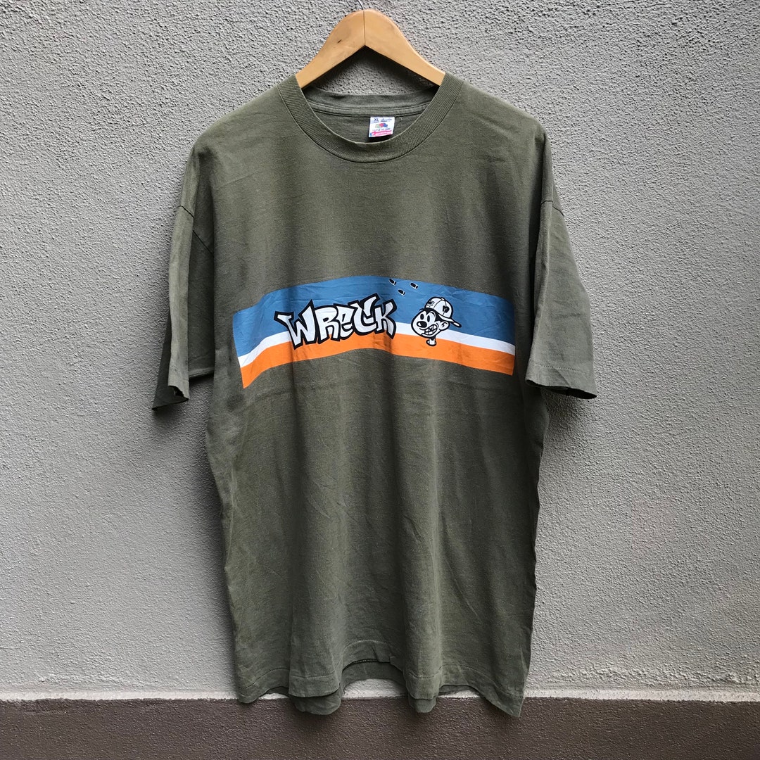 Vintage Rare 90s WRECK RECORDS Tee Dj Hiphop / Nervous Records/ Funk ...