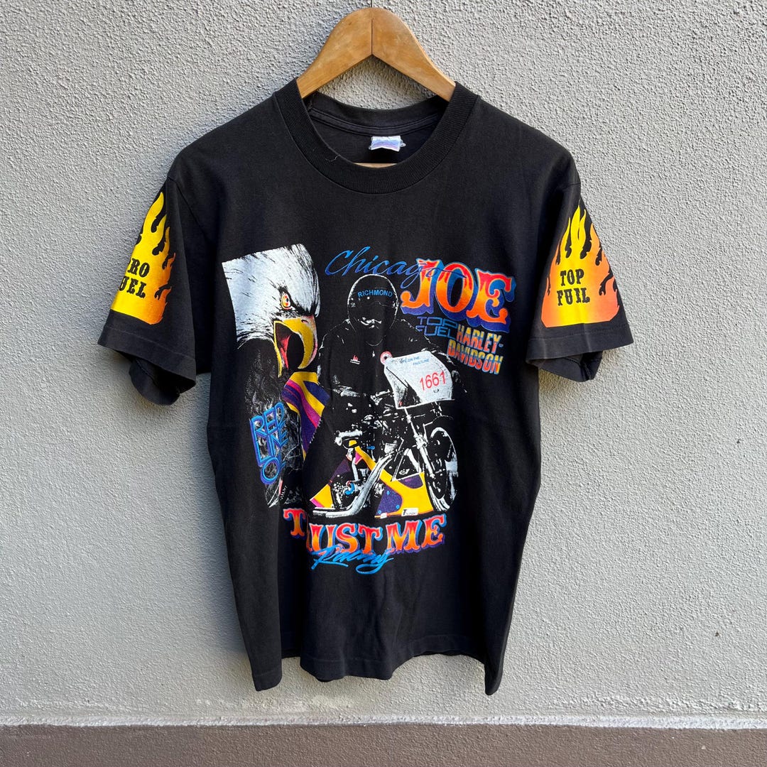 Vintage 90s HARLEY DAVIDSON Motorcycles Tee Flame / Frisco Choppers ...