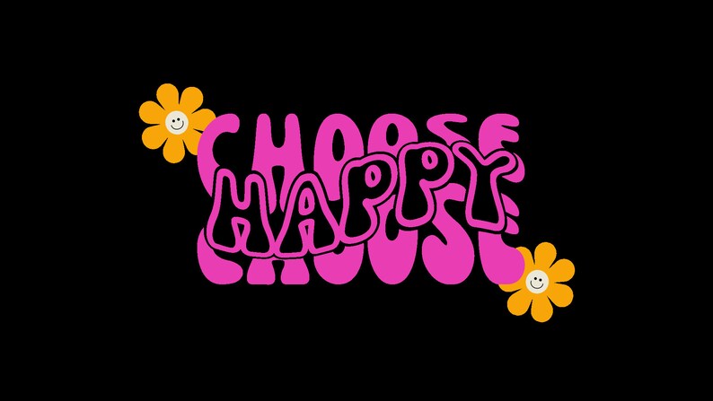 Choose Happy Groovy Letters Digital Download - Etsy