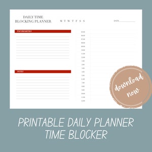 Printable Daily Planner, Time Blocking Schedule, Organize Your Day ...
