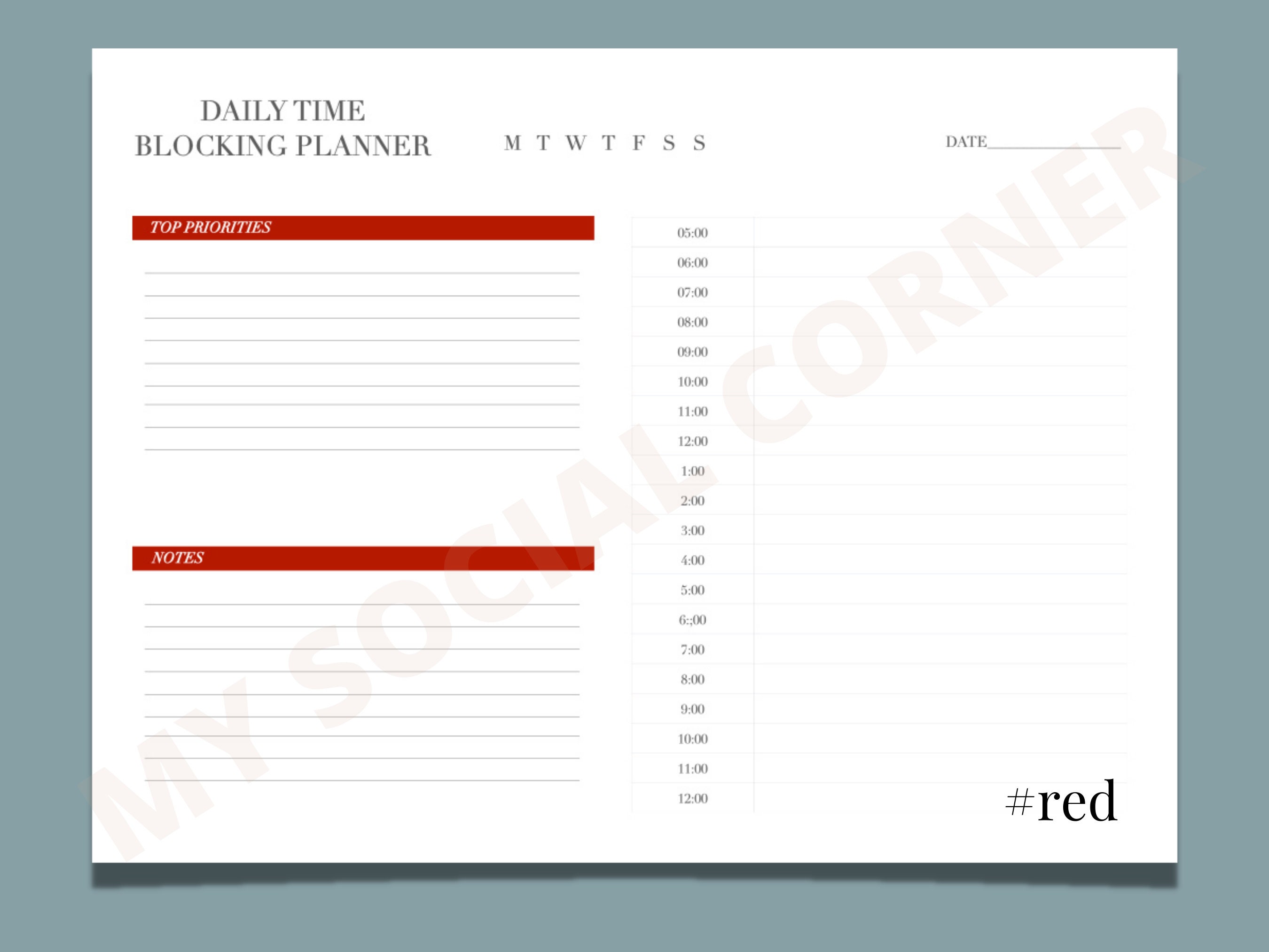 Printable Daily Planner, Time Blocking Schedule, Organize Your Day ...