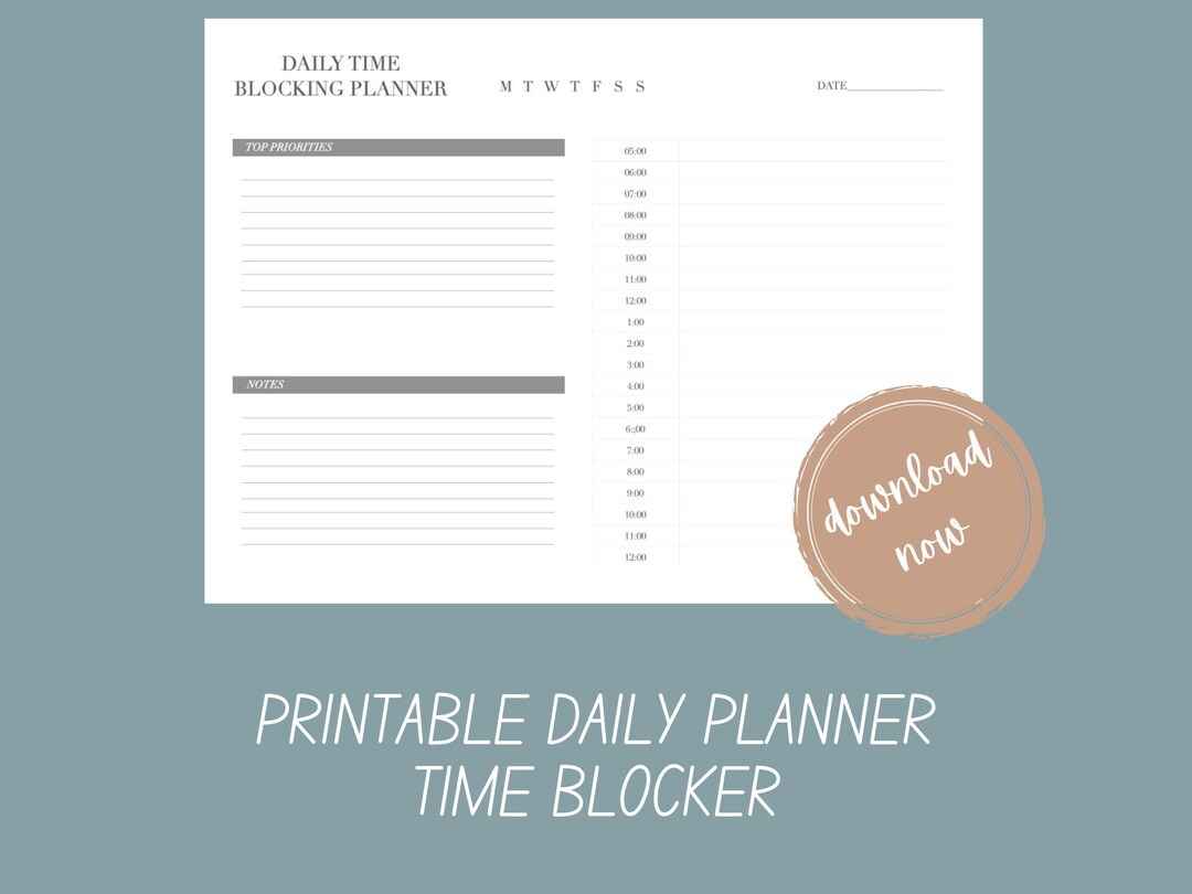 Printable Daily Planner, Time Blocking Schedule, Organize Your Day ...