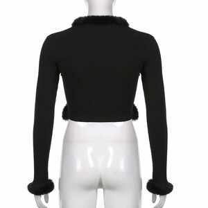 Y2K V Neck Long Sleeve Cropped Aesthetic Knit Crop Top - Etsy