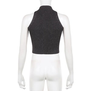Aesthetic Y2K Knitted Sleeveless Stripe Cropped Punk Vest Crop - Etsy