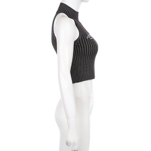 Aesthetic Y2K Knitted Sleeveless Stripe Cropped Punk Vest Crop - Etsy