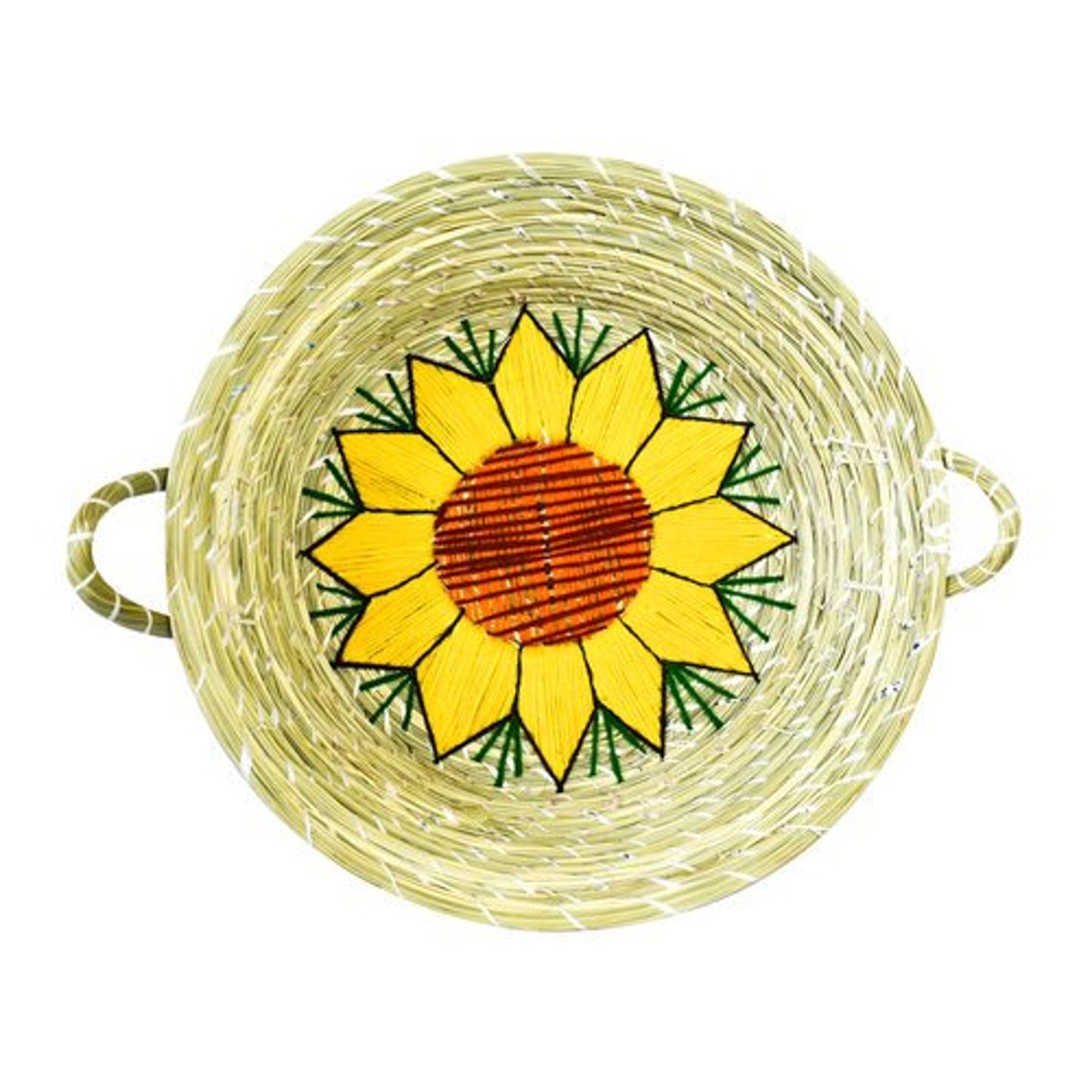 Handwoven Basket Blooming Sunflower Embroidered - Etsy