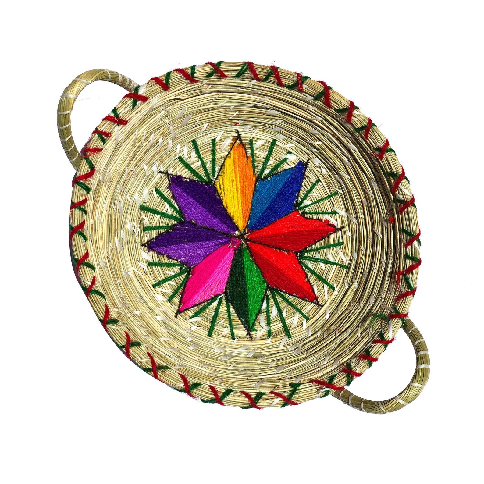 Handwoven Floral Embroidered Basket - Large and Small - Etsy